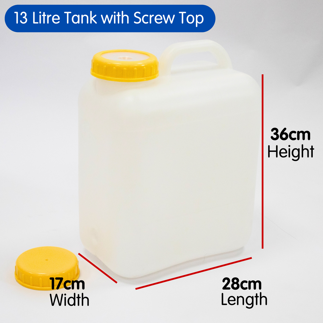 13 Litre Campervan Water Container with Screw Top (Includes 2 Caps)