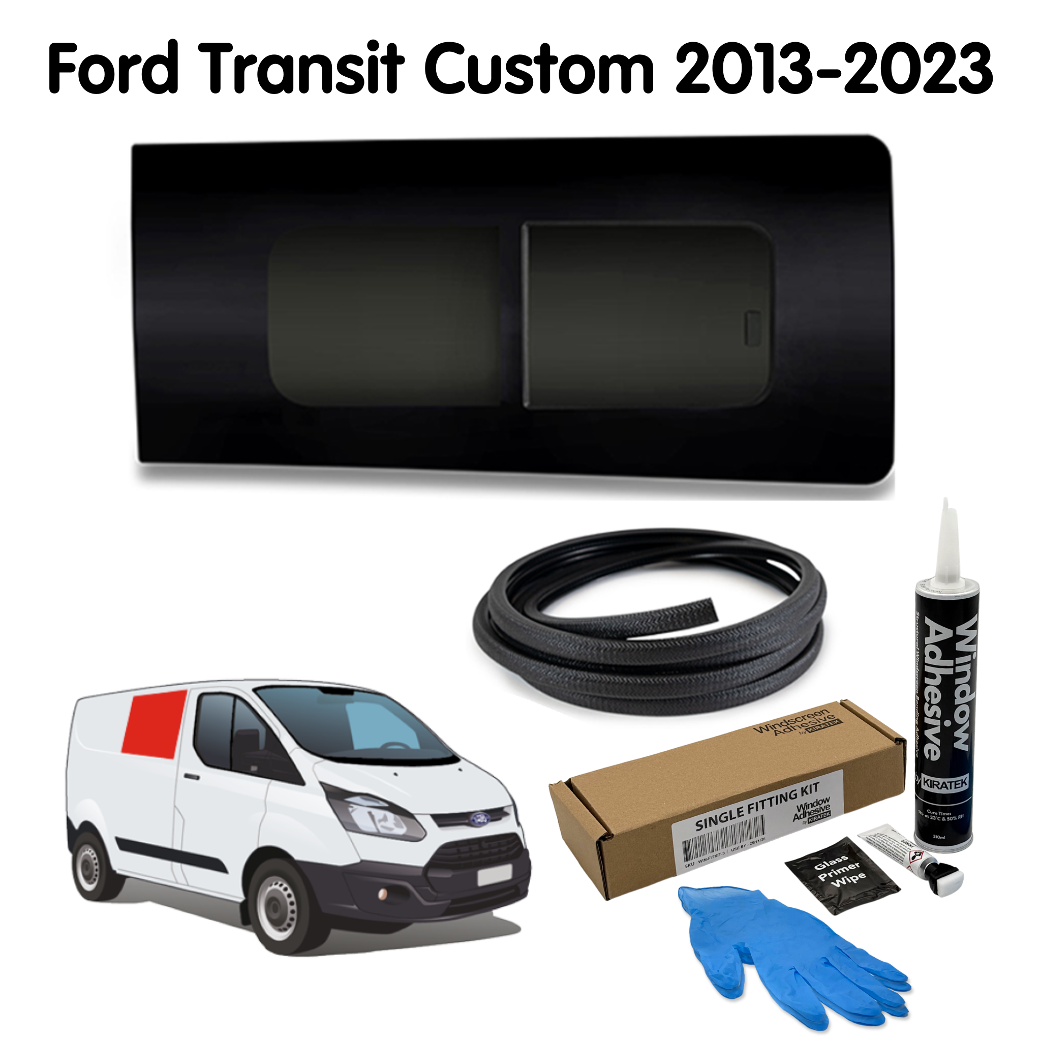 Right Opening Window + Fitting Kit for Ford Transit Custom 1st Gen V36