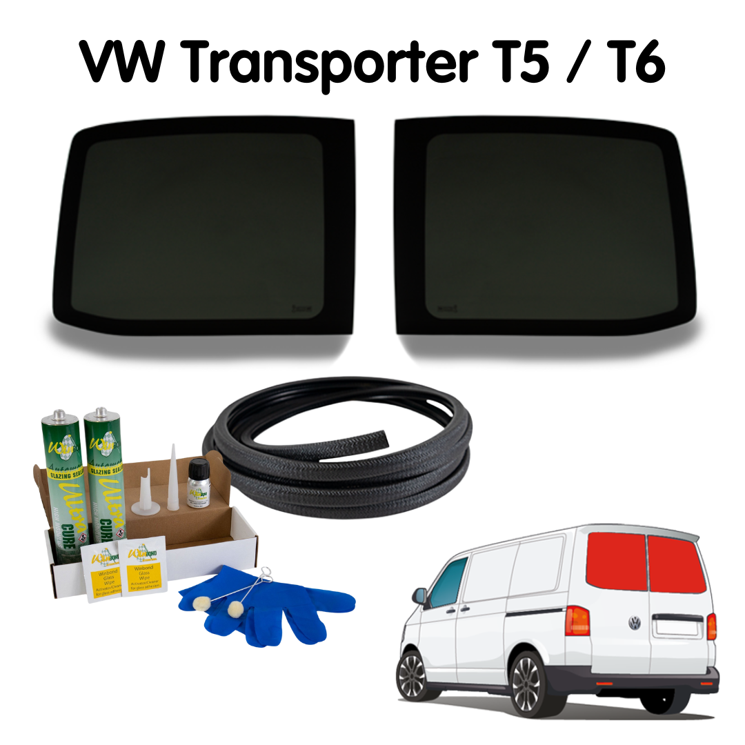 Barn Door Windows + Fitting Kit for VW Transporter T5 to T6.1 (2003-20