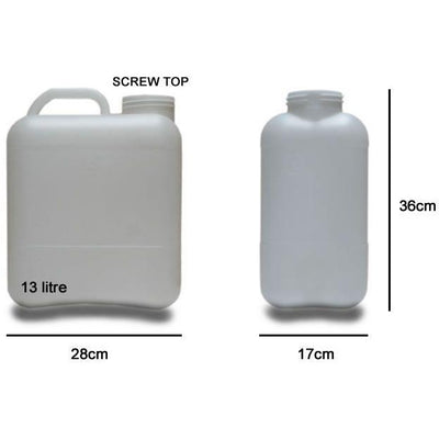 13 Litre Water Container - Fixed Handle & Screw Top (Includes 2 Caps)